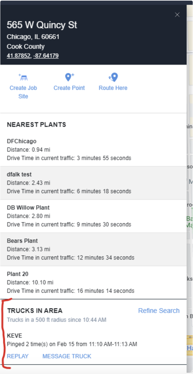 Trucks in Area Search – Documentation | Digital Fleet