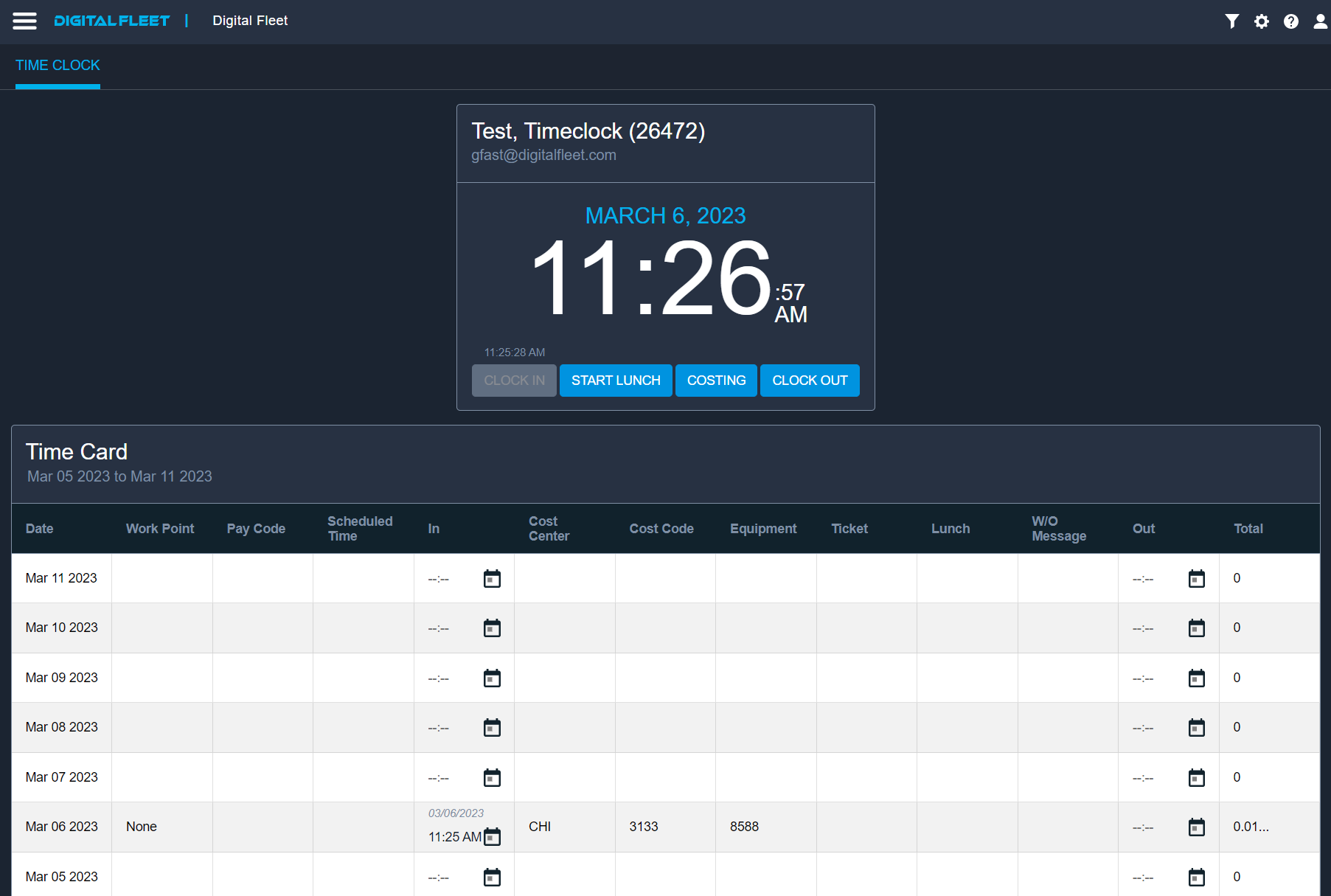 Time Clock – Documentation | Digital Fleet