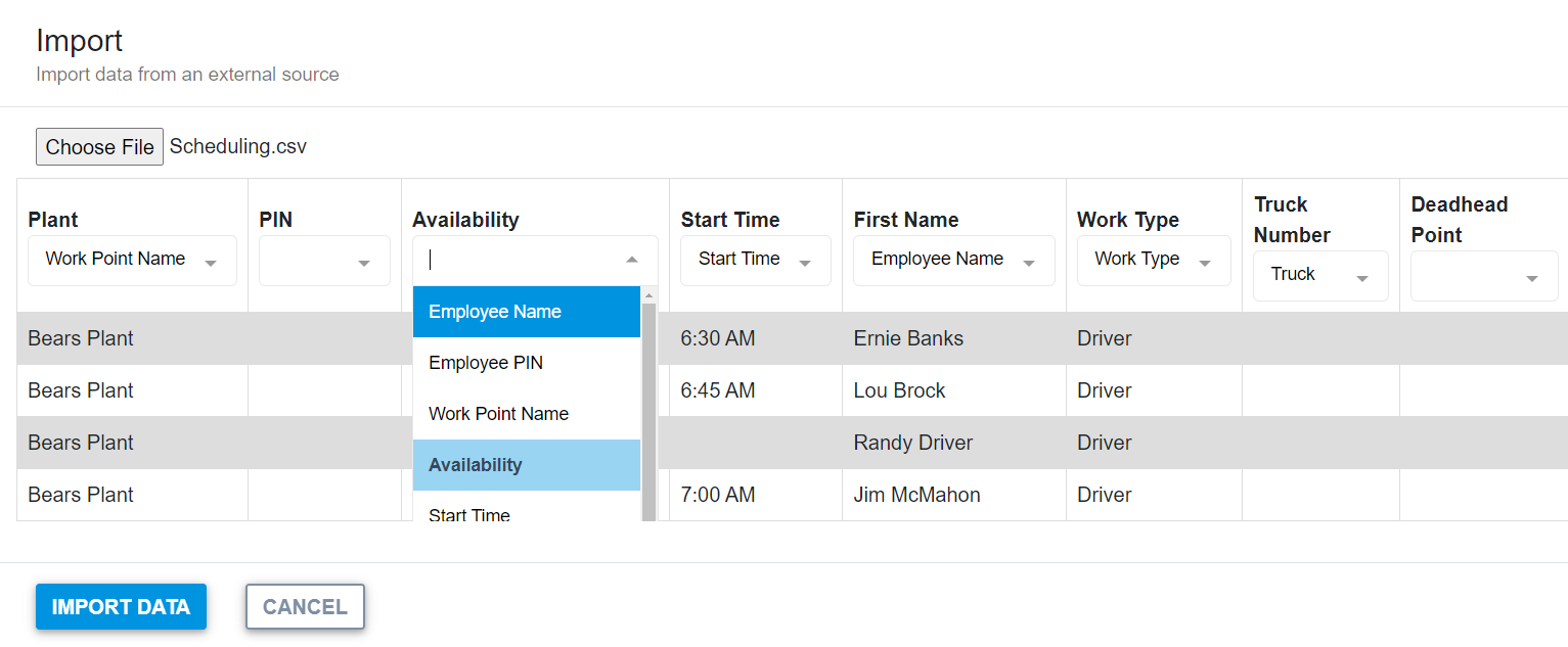Scheduling - Importing Schedules – Documentation | Digital Fleet
